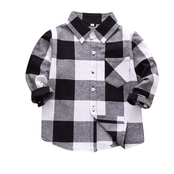 ASEIDFNSA Boys Plaid Long Sleeve T Shirt Lapel Button Down Top with ...