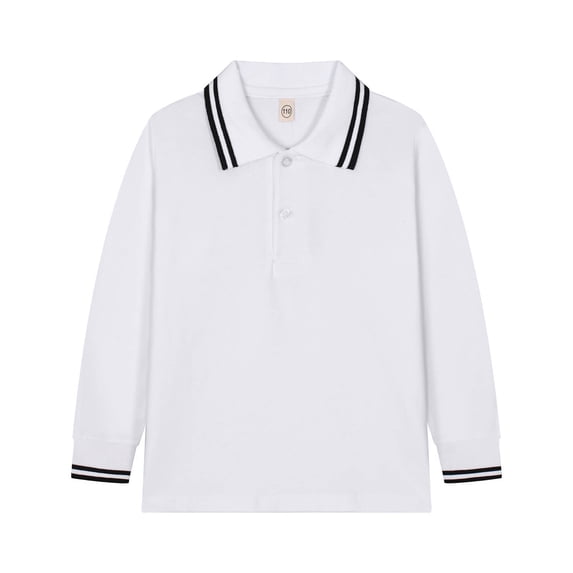 ASEIDFNSA Boys School Uniform Long Sleeve Polo Shirt with Contrast ...