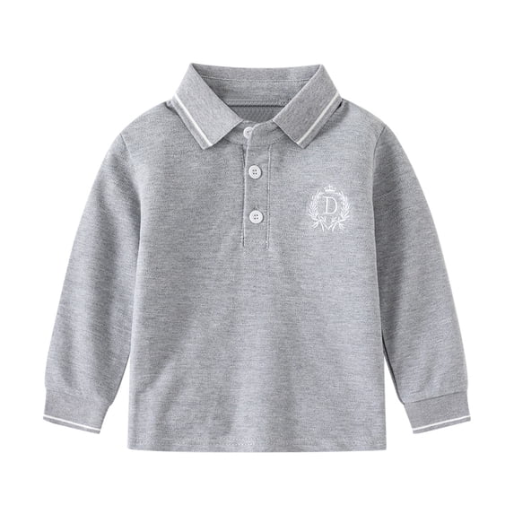 ASEIDFNSA Boys School Uniform Long Sleeve Polo Shirt with Ribbed Collar ...