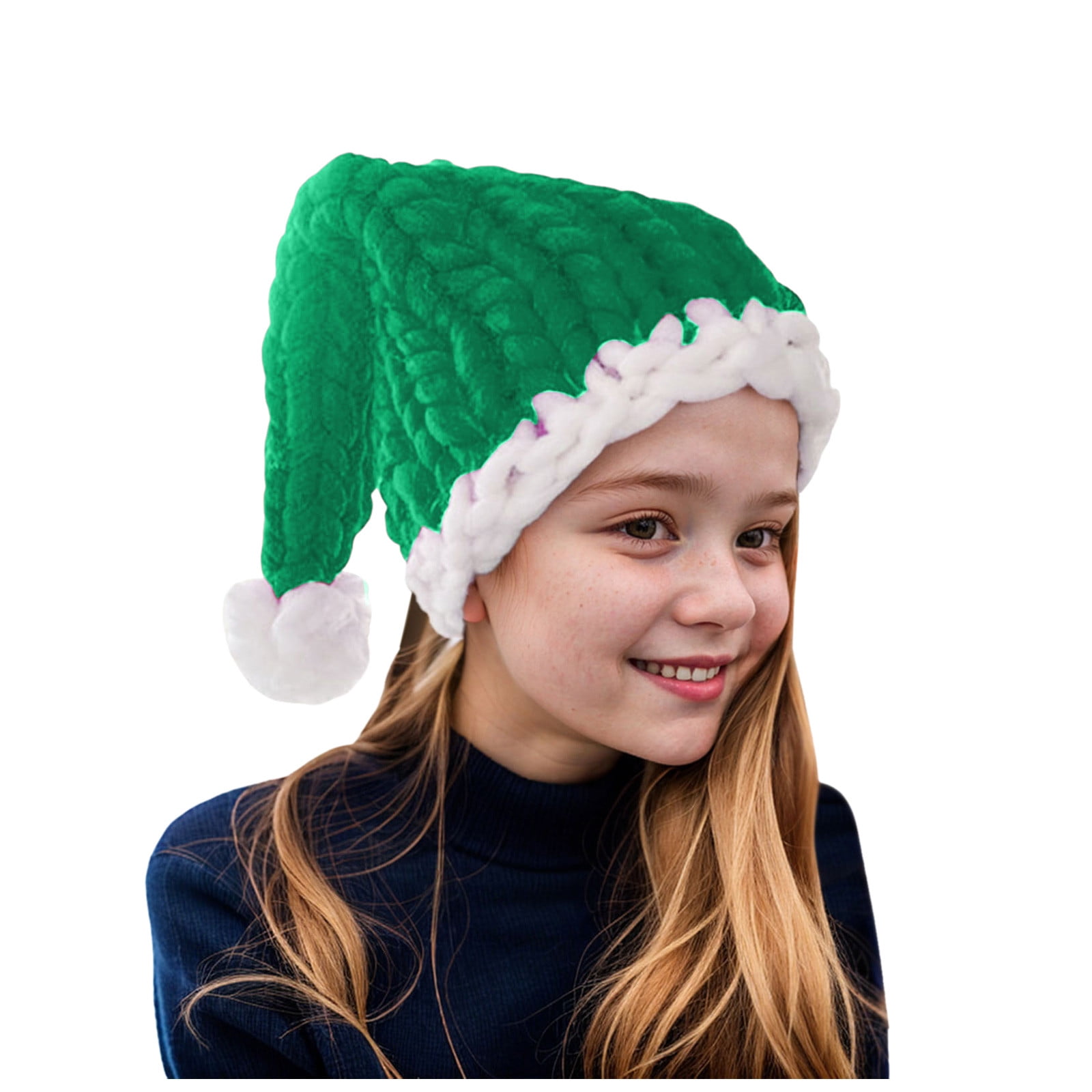 ASEIDFNSA Children Solid Color Thick Wool Christmas Hat Hand Woven Wool ...