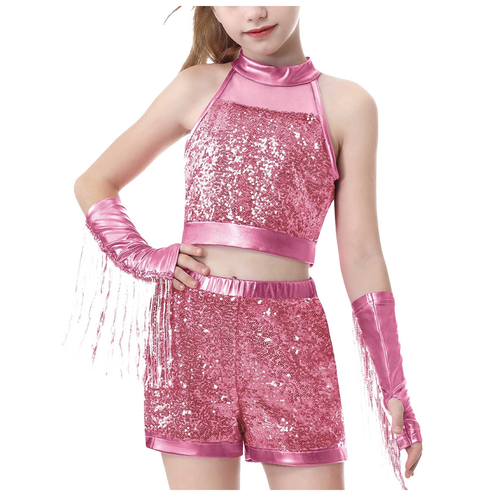 ASEIDFNSA Girl Summer Outfits Light Sequin Glitter Sleeveless Top and ...