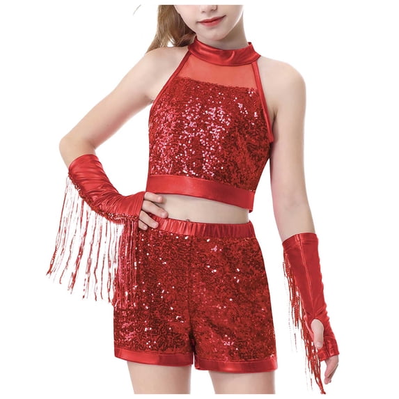 ASEIDFNSA Girl Summer Outfits Light Sequin Glitter Sleeveless Top and ...