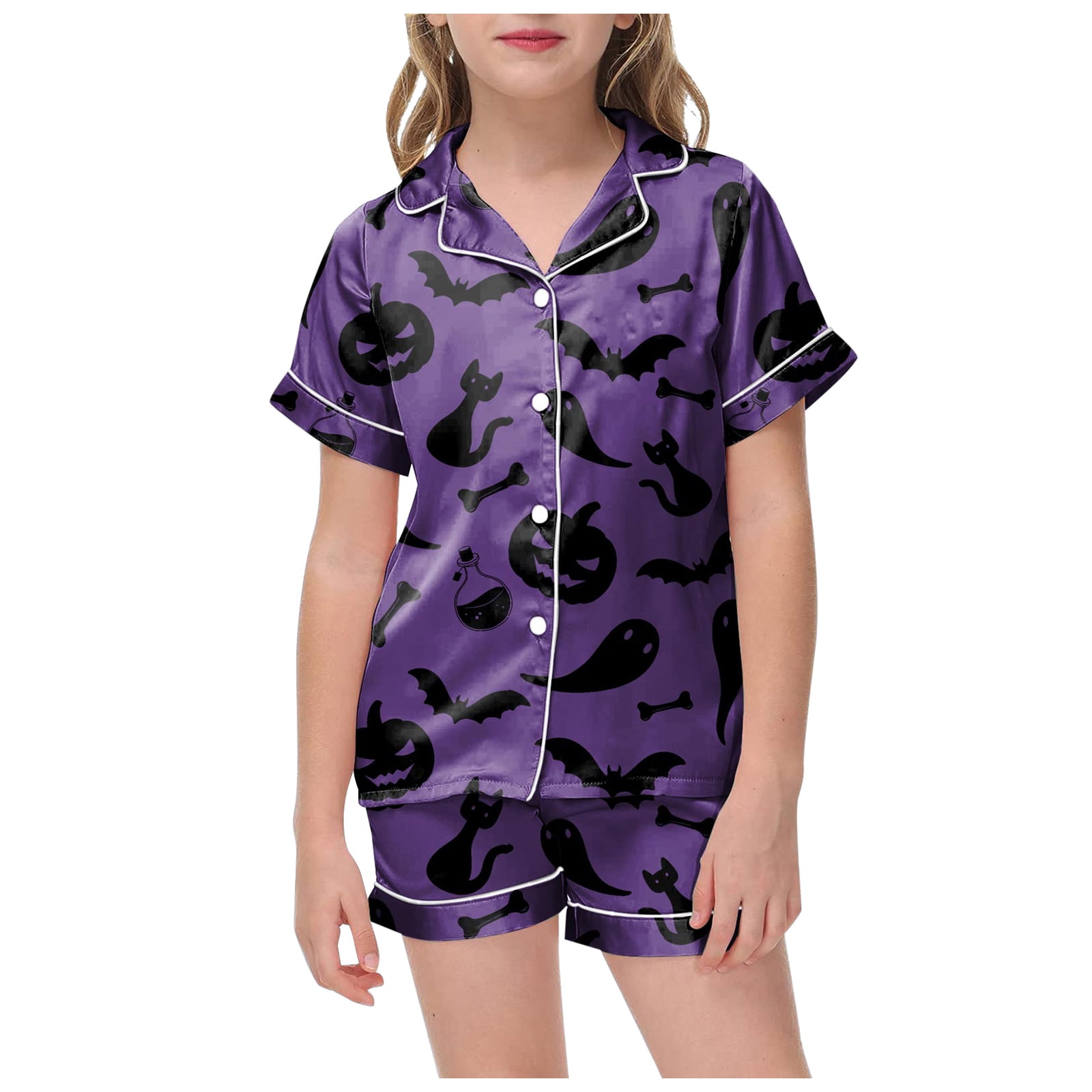 ASEIDFNSA Girls Lounge Set with Halloween Costume Season Print and Soft ...