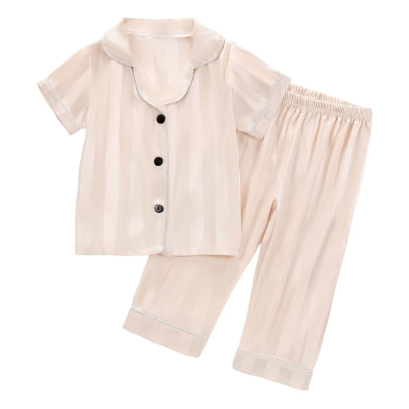 ASEIDFNSA Girls Lounge Set with Satin Collared Button Top and Smooth ...