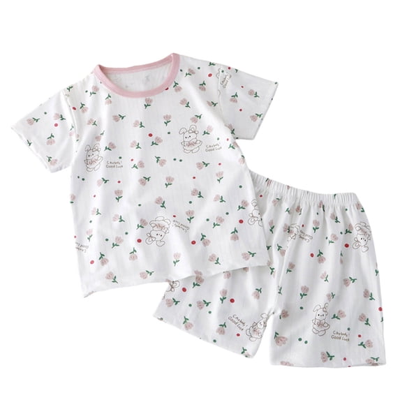 ASEIDFNSA Girls Pajama Set with Cartoon Print Crew Neck Top and Easy ...