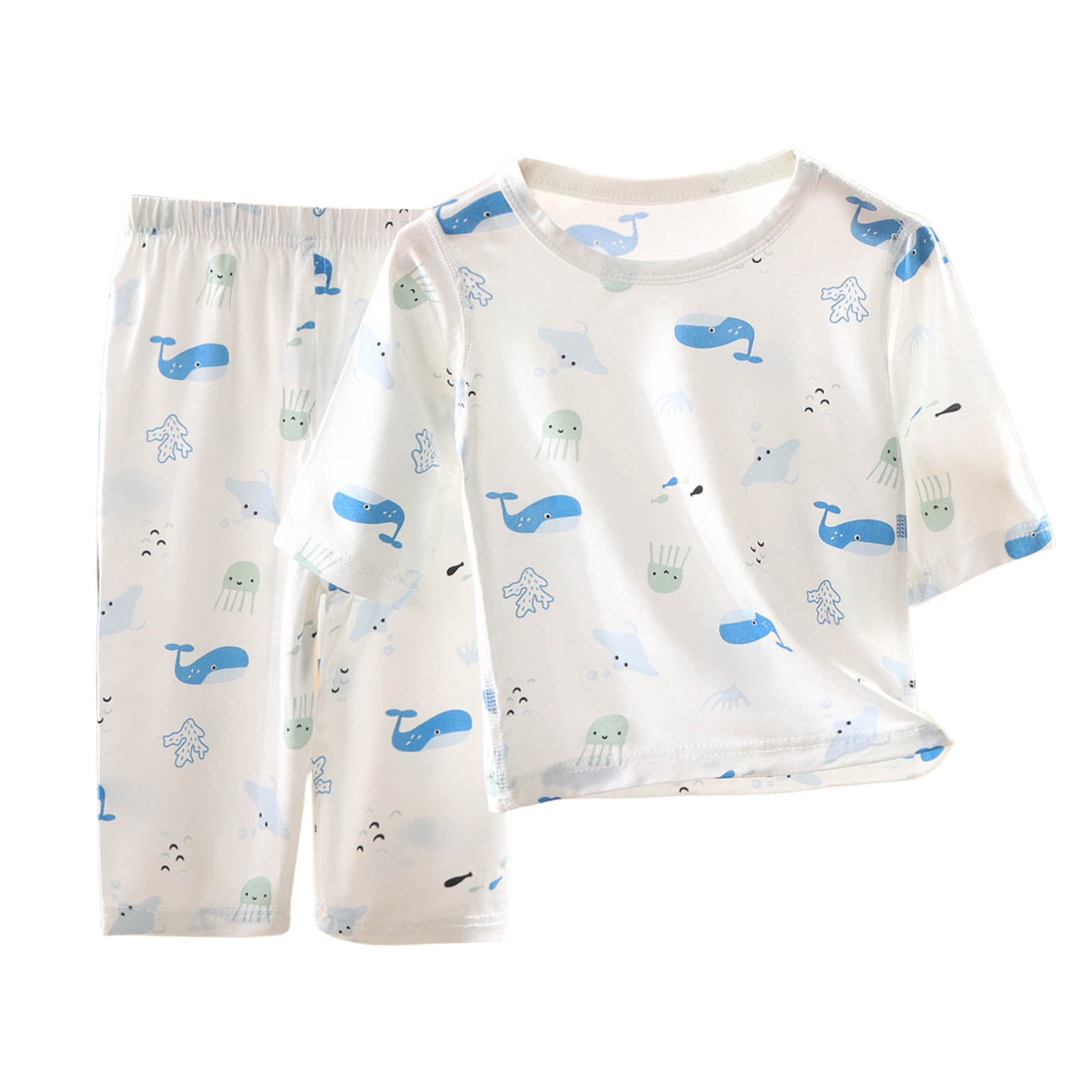 ASEIDFNSA Girls Pajama Shorts Set with Cartoon Graphic Tee Top and Pull ...
