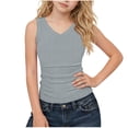 ASEIDFNSA Girls Ribbed Tank Top with V Neck Fitted Crop Shape and ...