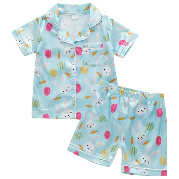 ASEIDFNSA Girls Sleepwear Set with Satin Button Top and Matching Pull ...