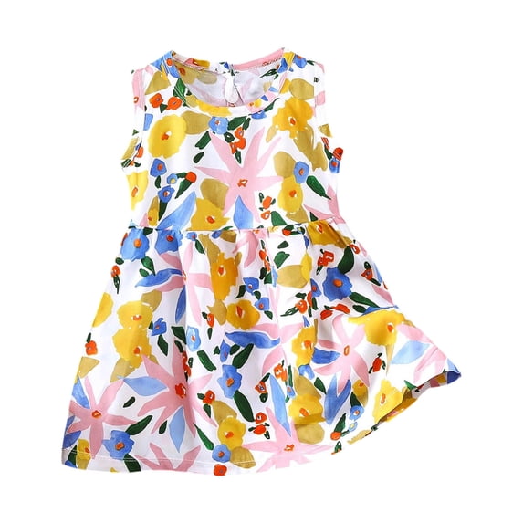 ASEIDFNSA Girls Sleeveless Summer Dress with Tulle Overlay Abstract ...