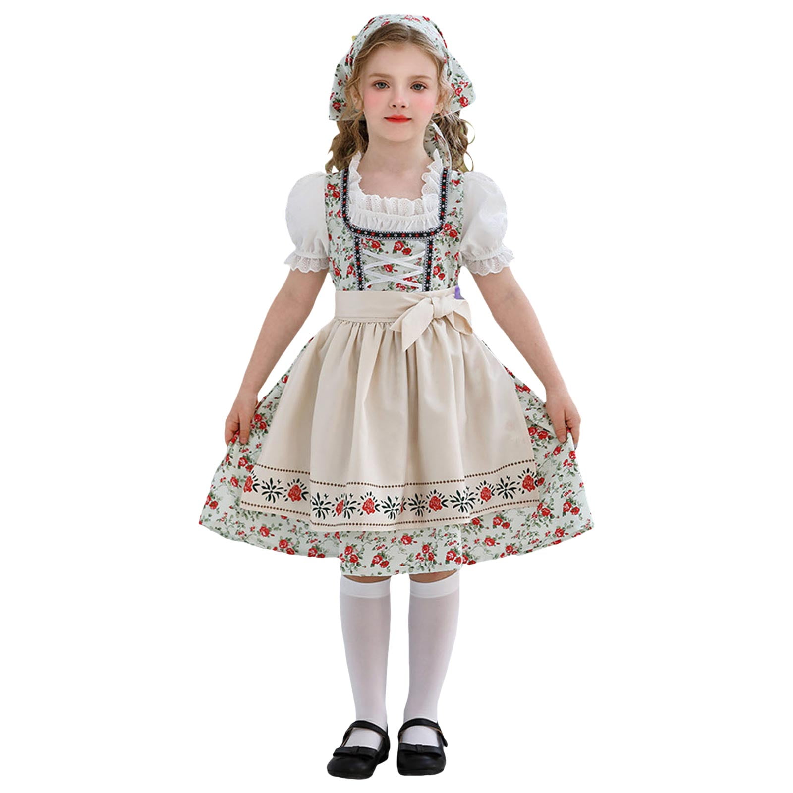 ASEIDFNSA Girls Summer Dirndl Dress with Apron Blouse and Ruffle Hem ...