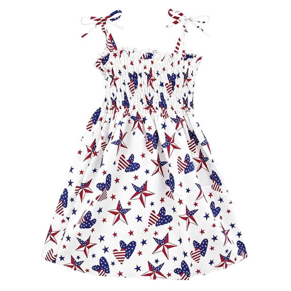 ASEIDFNSA Girls Summer Patriotic Beach Dress with Flag Print and ...