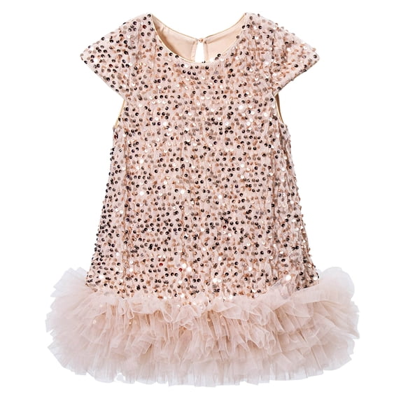 ASEIDFNSA Girls Summer Sequin Dress with Feather Hem and Sleeveless A ...