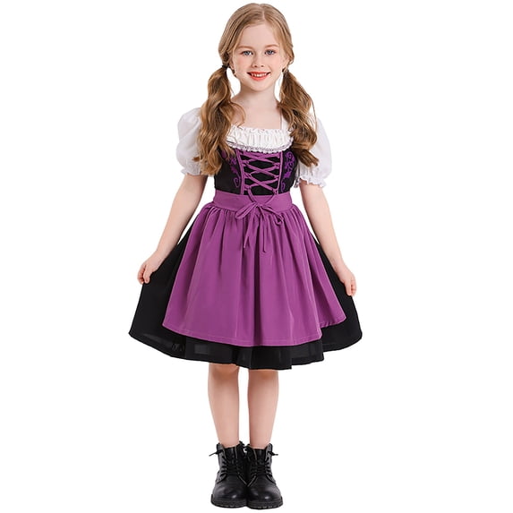 ASEIDFNSA Girls Summer Spanish Dance Costume Dress with Ruffle Hem and ...