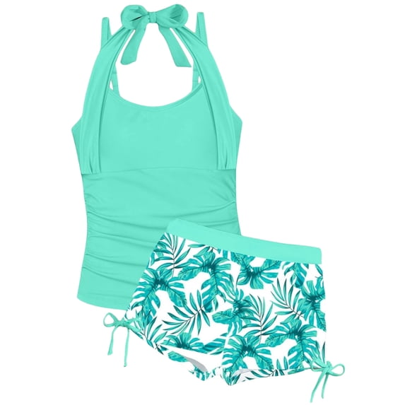 ASEIDFNSA Girls Swimsuit 2 Piece Bathing Suit Backless Halter Tankini ...