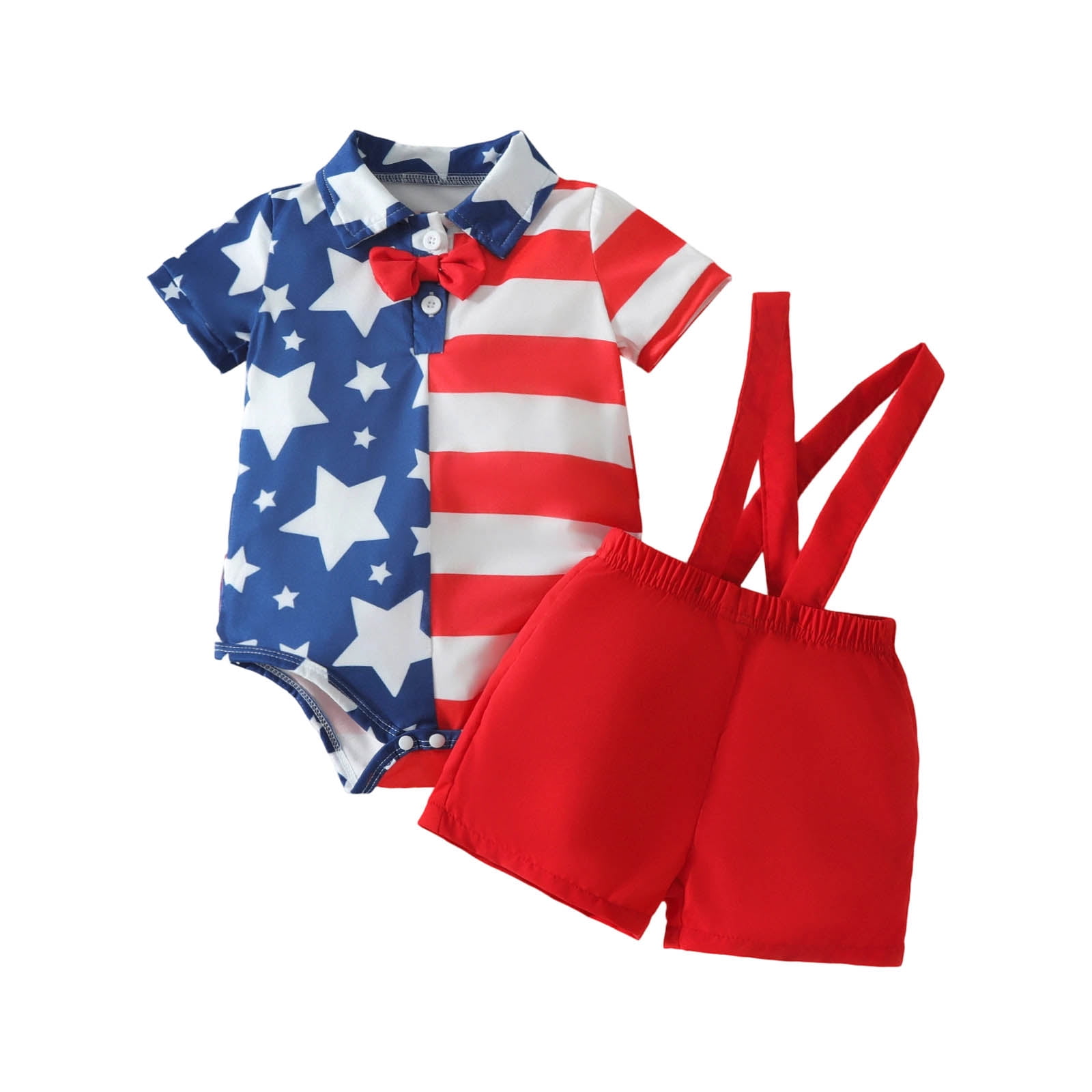 ASEIDFNSA Infant 4th of July Shortalls with Suspender Straps and Star ...