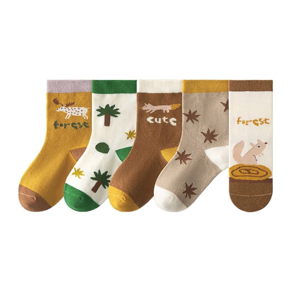 ASEIDFNSA Kids Crew Socks 5-Pack with Lion Cartoon Stripes and Colorful ...