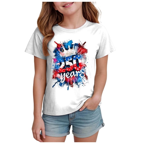 ASEIDFNSA Kids USA Print T-Shirt with Red White Blue for July 4th ...