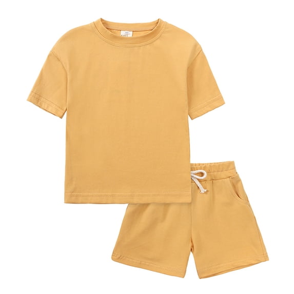 ASEIDFNSA Toddler Girl Summer Outfits Solid Color Crewneck Tee and ...