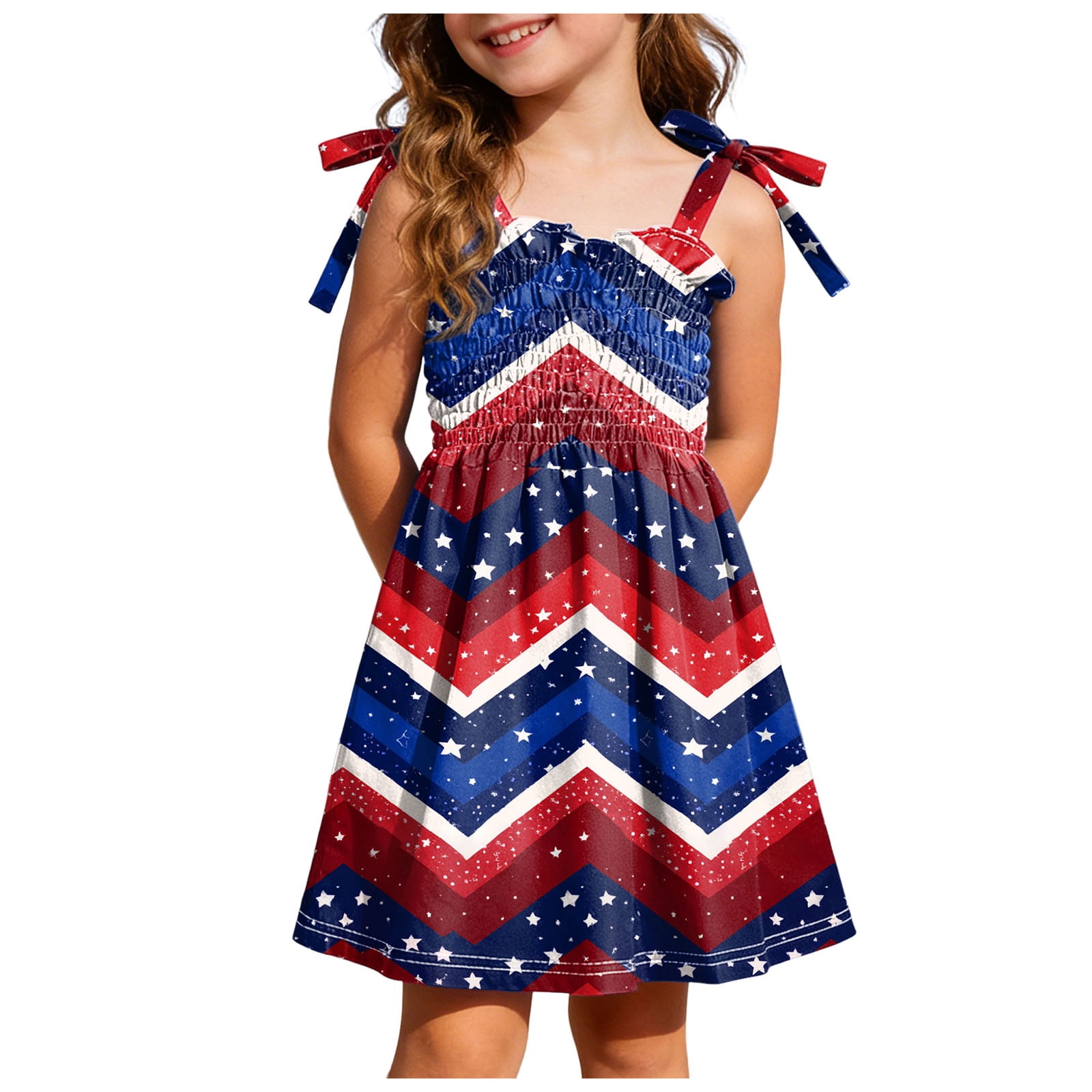 ASEIDFNSA Toddler Girls Summer 4th of July Dress with USA Flag Print ...