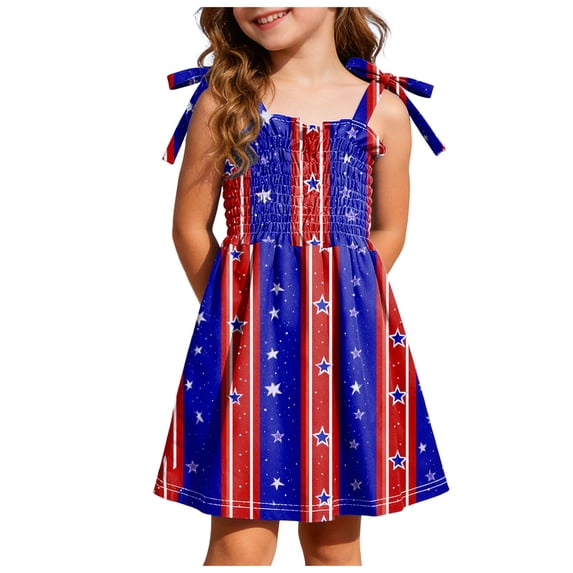ASEIDFNSA Toddler Girls Summer 4th of July Dress with USA Flag Print ...