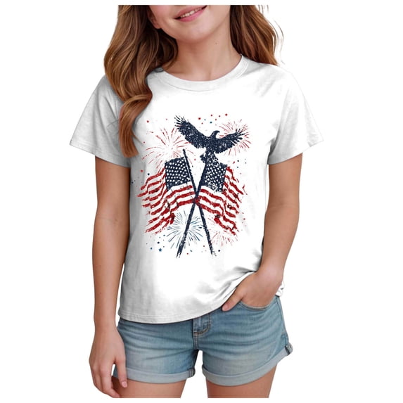 ASEIDFNSA Toddler Kids Fourth of July Flag Print T-Shirt with Crew Neck ...