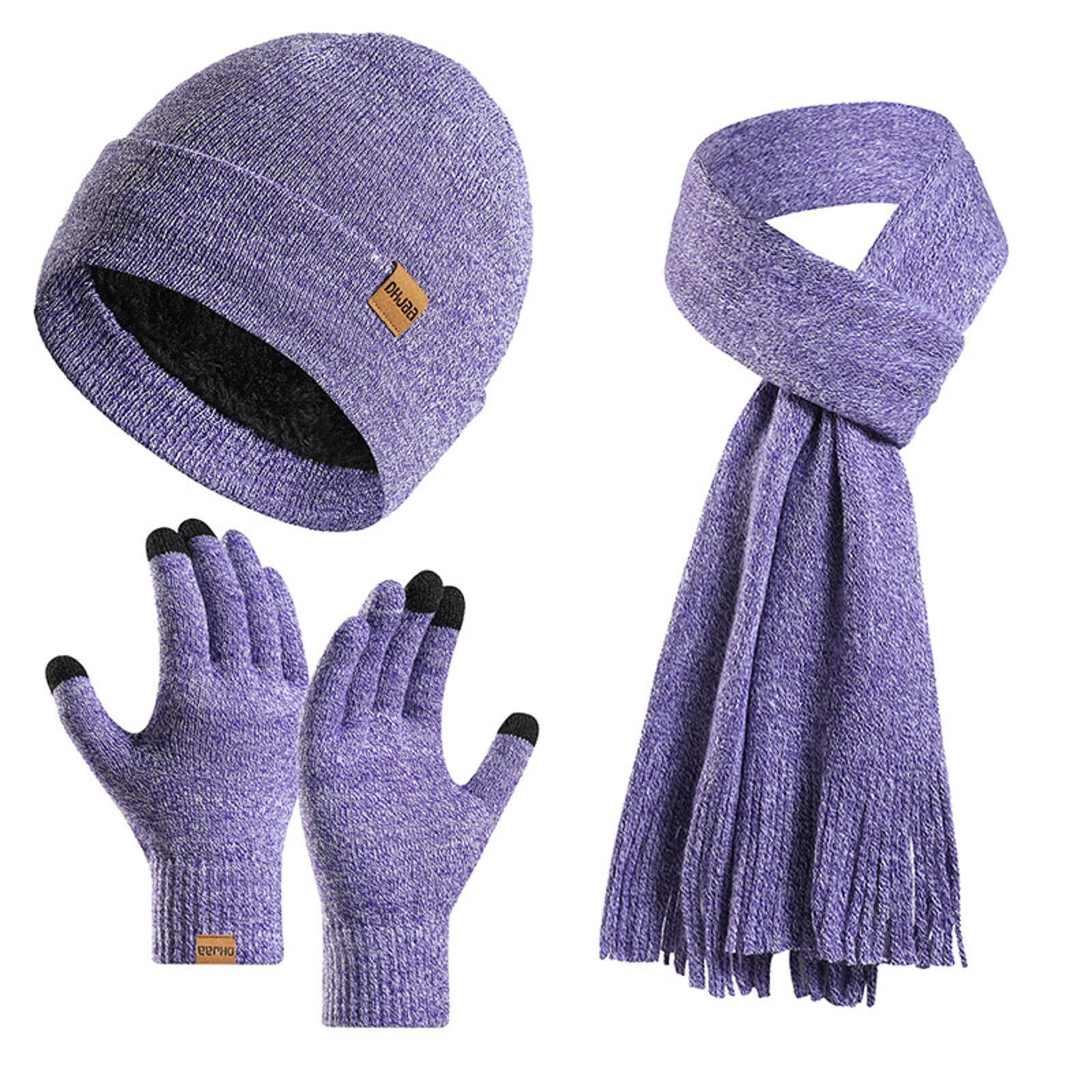 ASEIDFNSA Women Autumn Winter Warm Knit Hat Scarf Gloves Slouchy Three ...