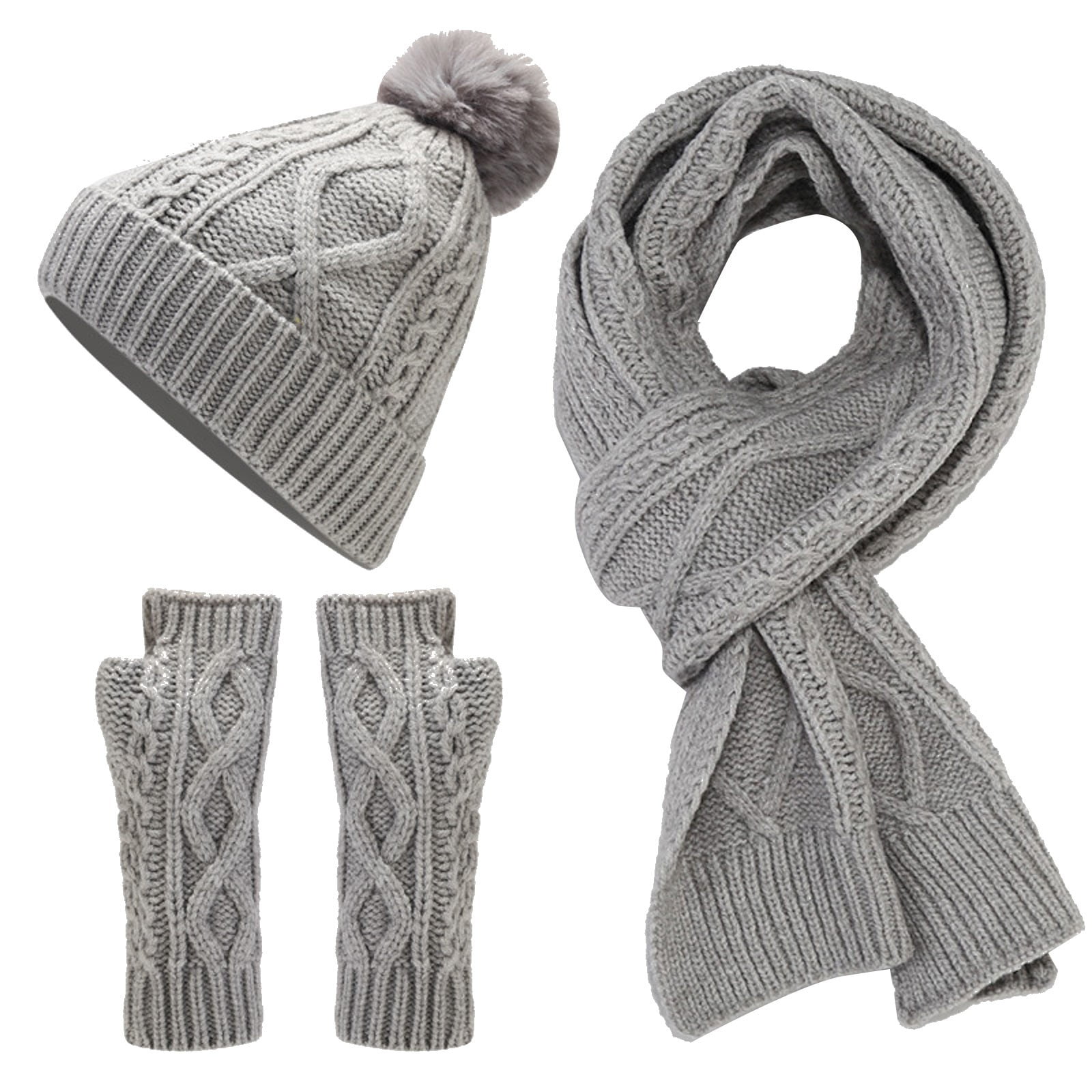 ASEIDFNSA Women&Men Autumn Winter Warm Wool Hat Scarf Gloves Slouchy ...