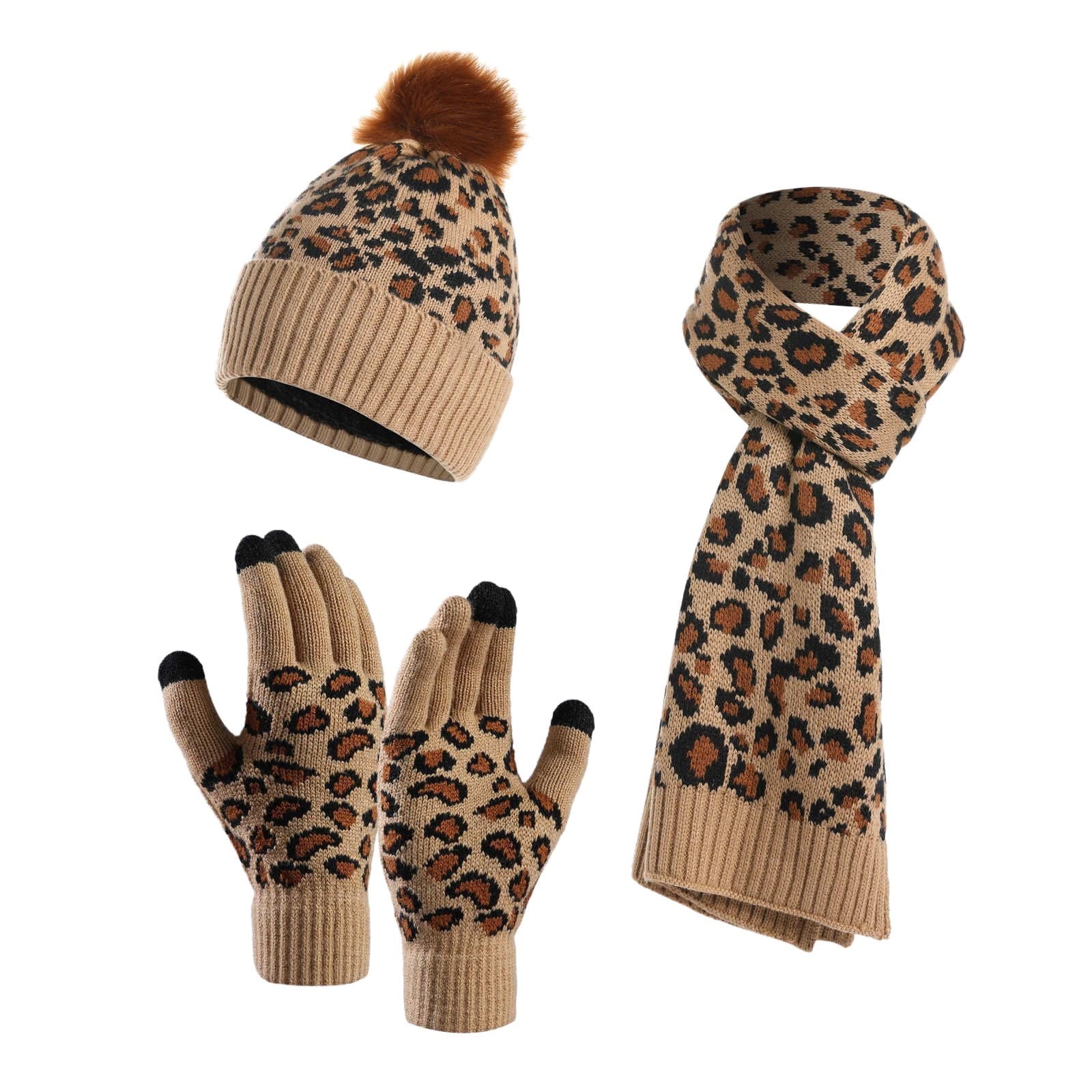 ASEIDFNSA Women&Men Winter Warm Cute Wool Hat Scarf Gloves Slouchy ...