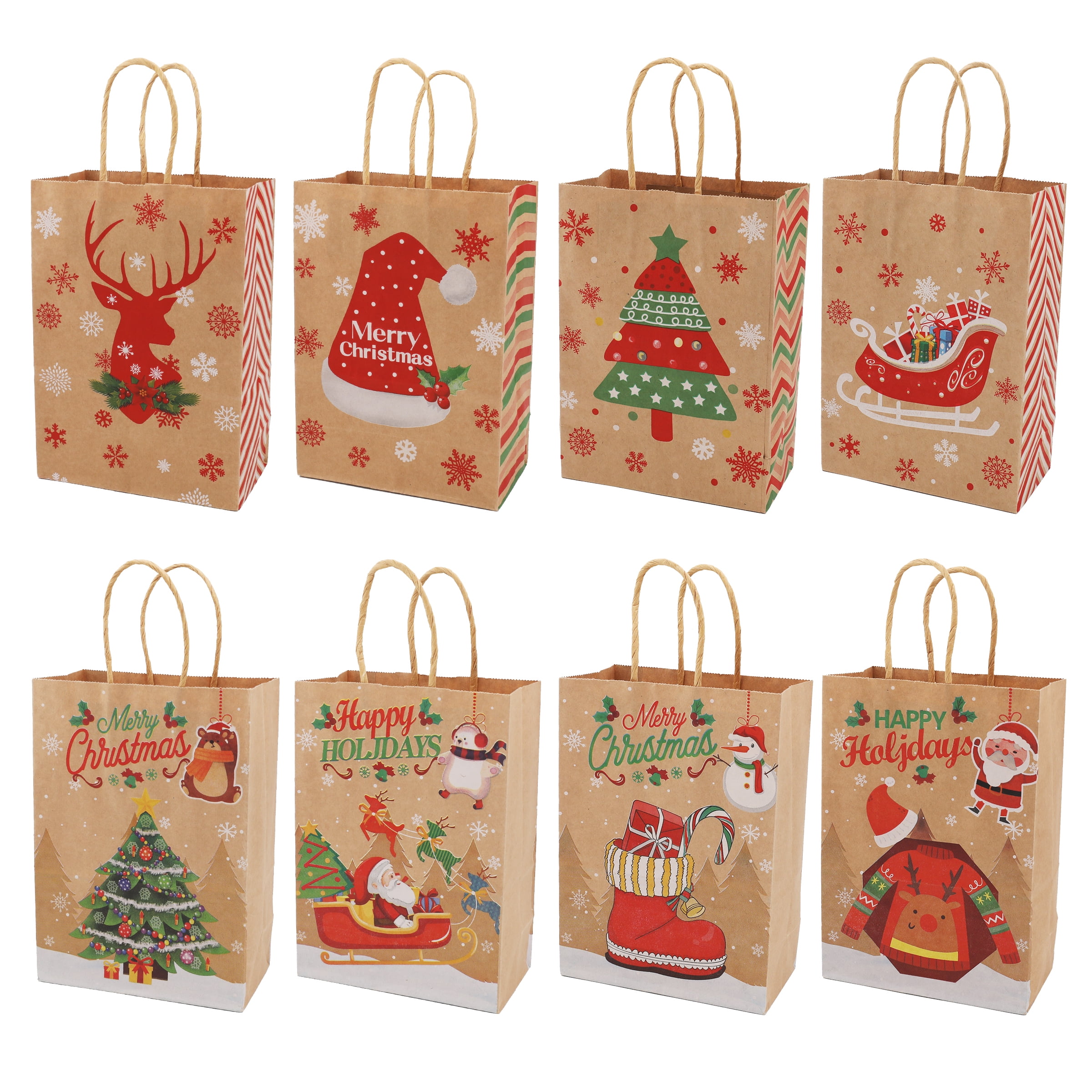 ASENEK 24 Christmas Kraft Gift Bags, Holiday Paper Bags, Xmas Goodies ...