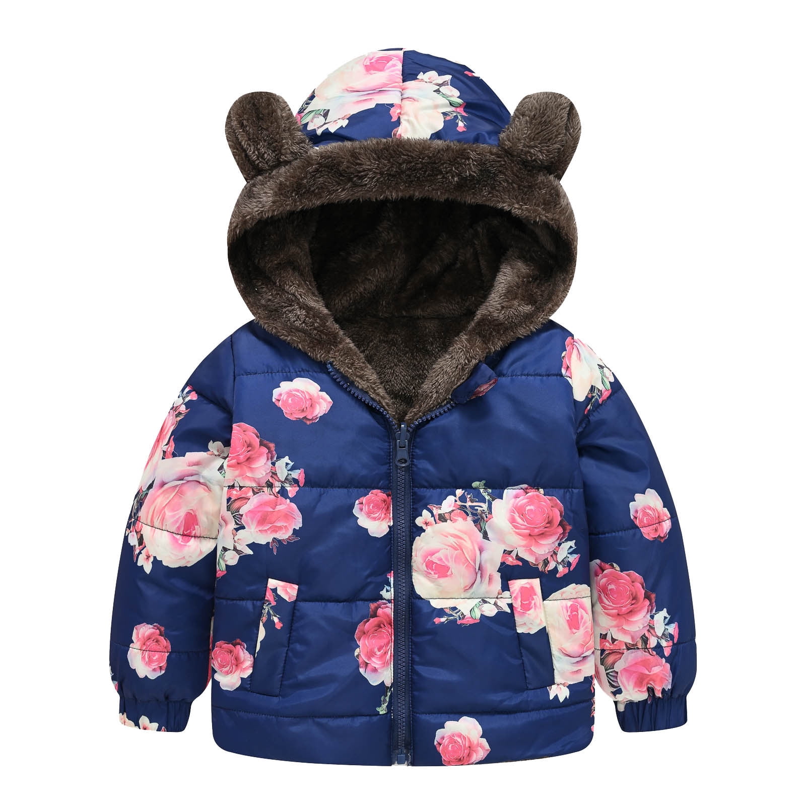 ASFGIMUJ Baby Winter Jacket Girls Hooded Cartoon Cute Prints Coat Toddler Outwear Zipper ...
