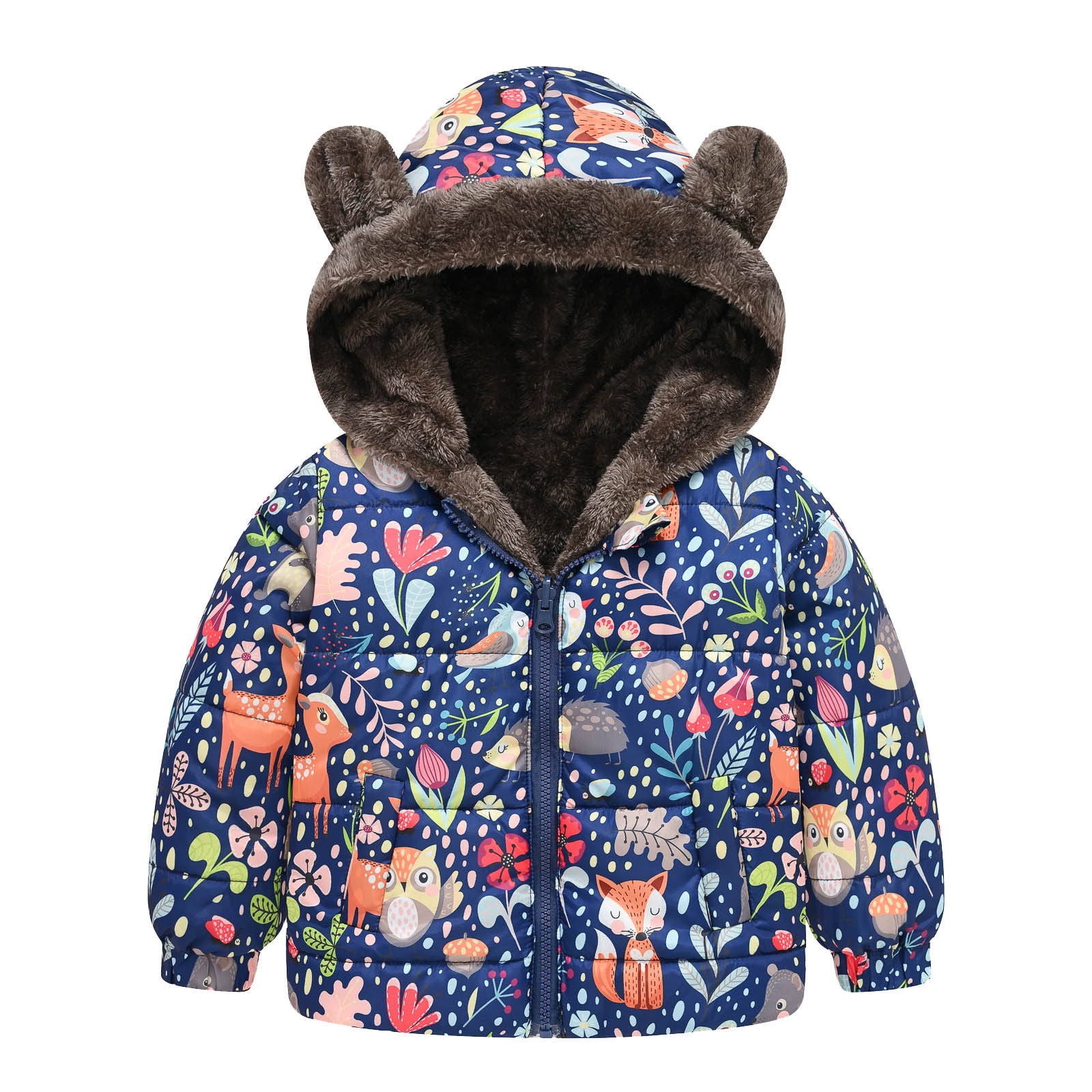 ASFGIMUJ Baby Winter Jacket Girls Hooded Cartoon Cute Prints Coat Toddler Outwear Zipper ...