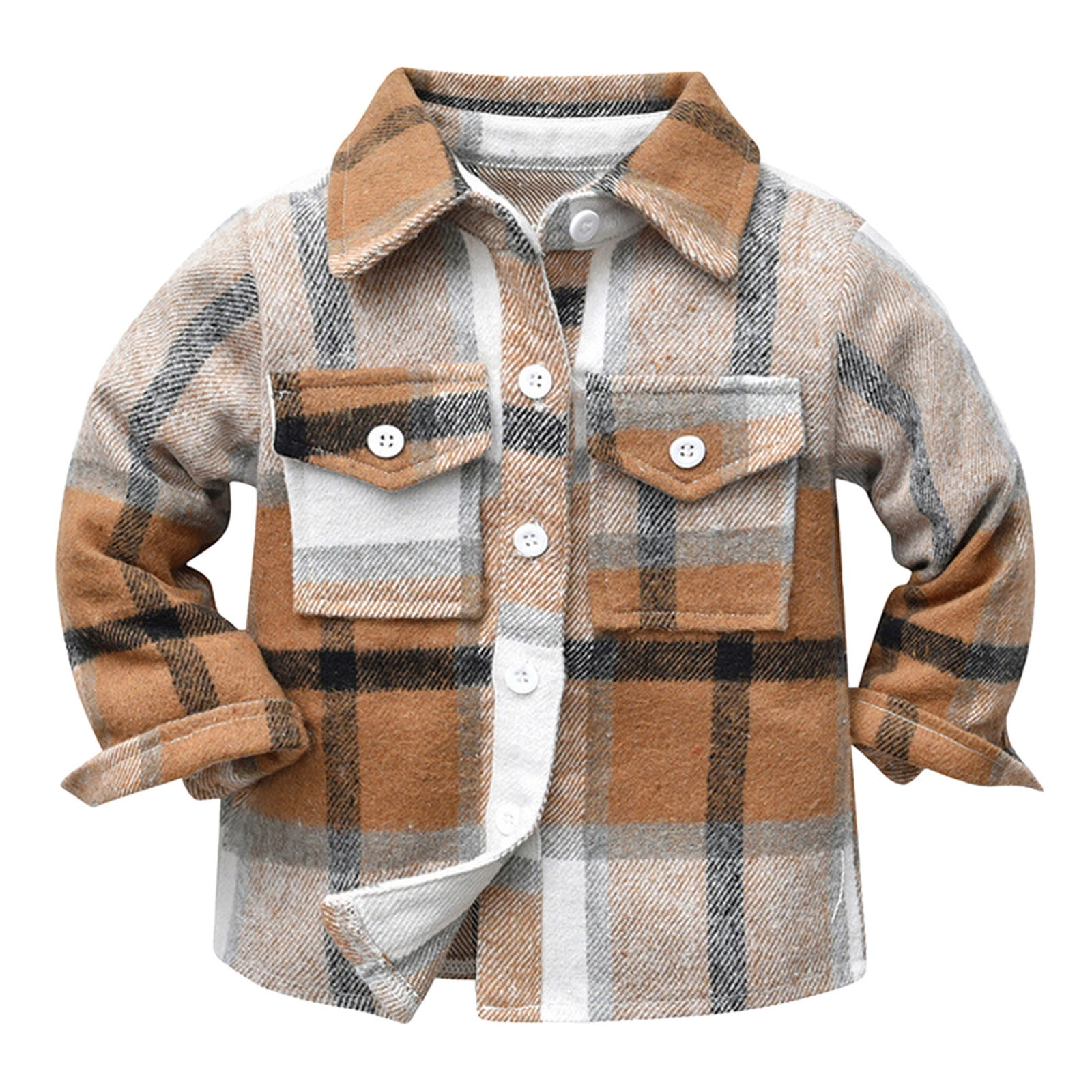 ASFGIMUJ Boys Fall Jacket Kids Baby Autumn Winter Plaid Cotton Long ...