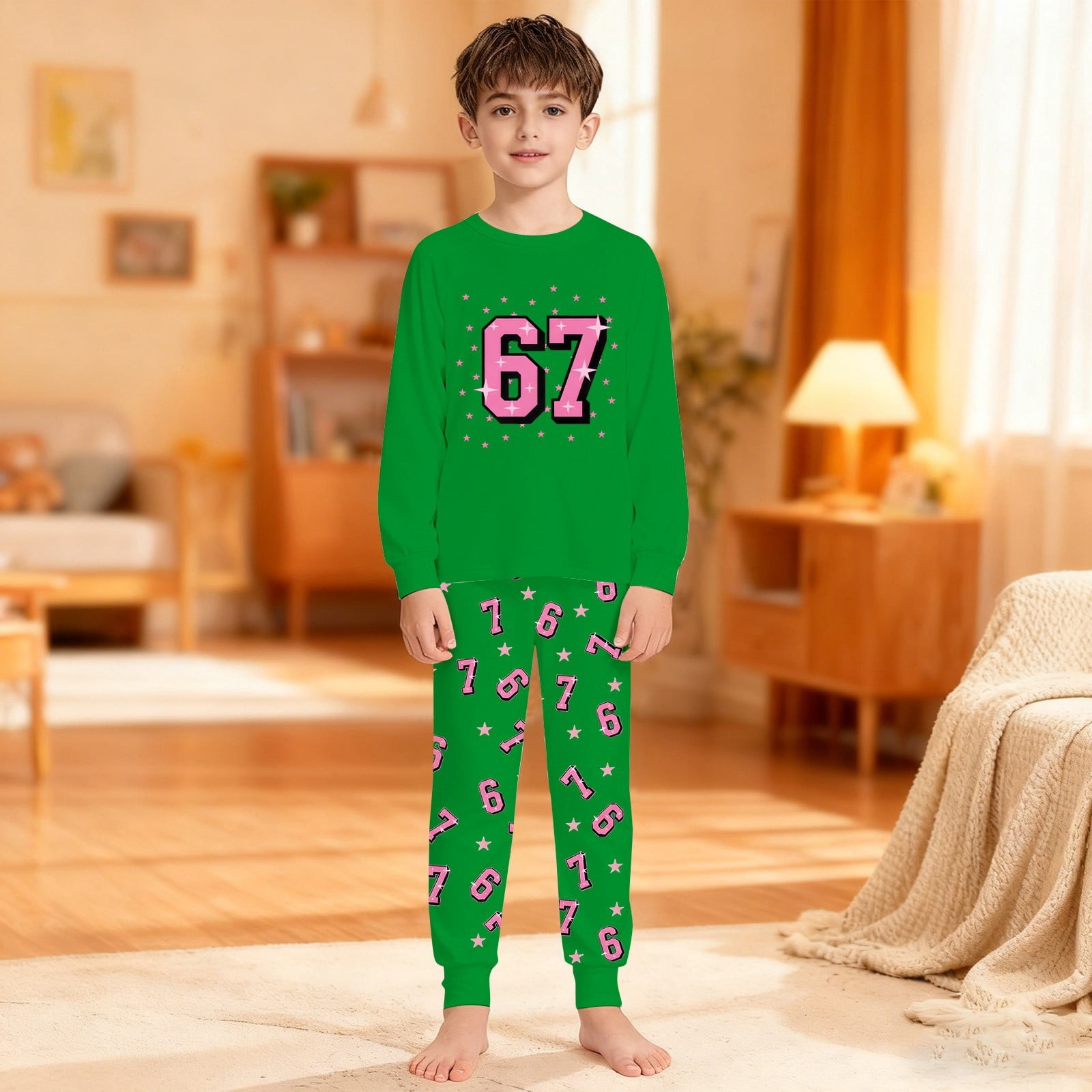 ASFGIMUJ Christmas 67 Six Seven Meme Boys Character Print Loungewear ...