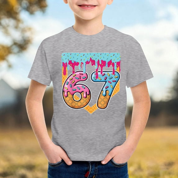 ASFGIMUJ Christmas 67 Six Seven Meme Boys Ice Print Short Sleeve Tee ...