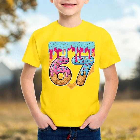 ASFGIMUJ Christmas 67 Six Seven Meme Boys Ice Print Short Sleeve Tee ...