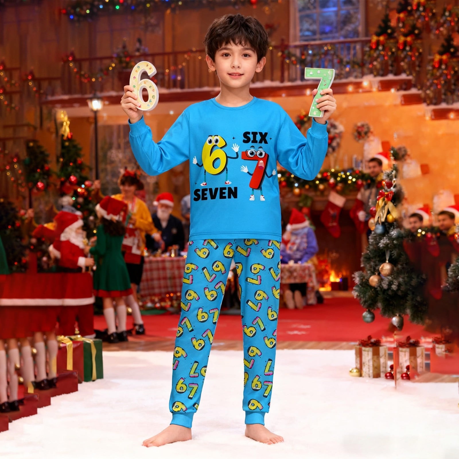 ASFGIMUJ Christmas 67 Six Seven Meme Boys Long Sleeve Pajama With ...