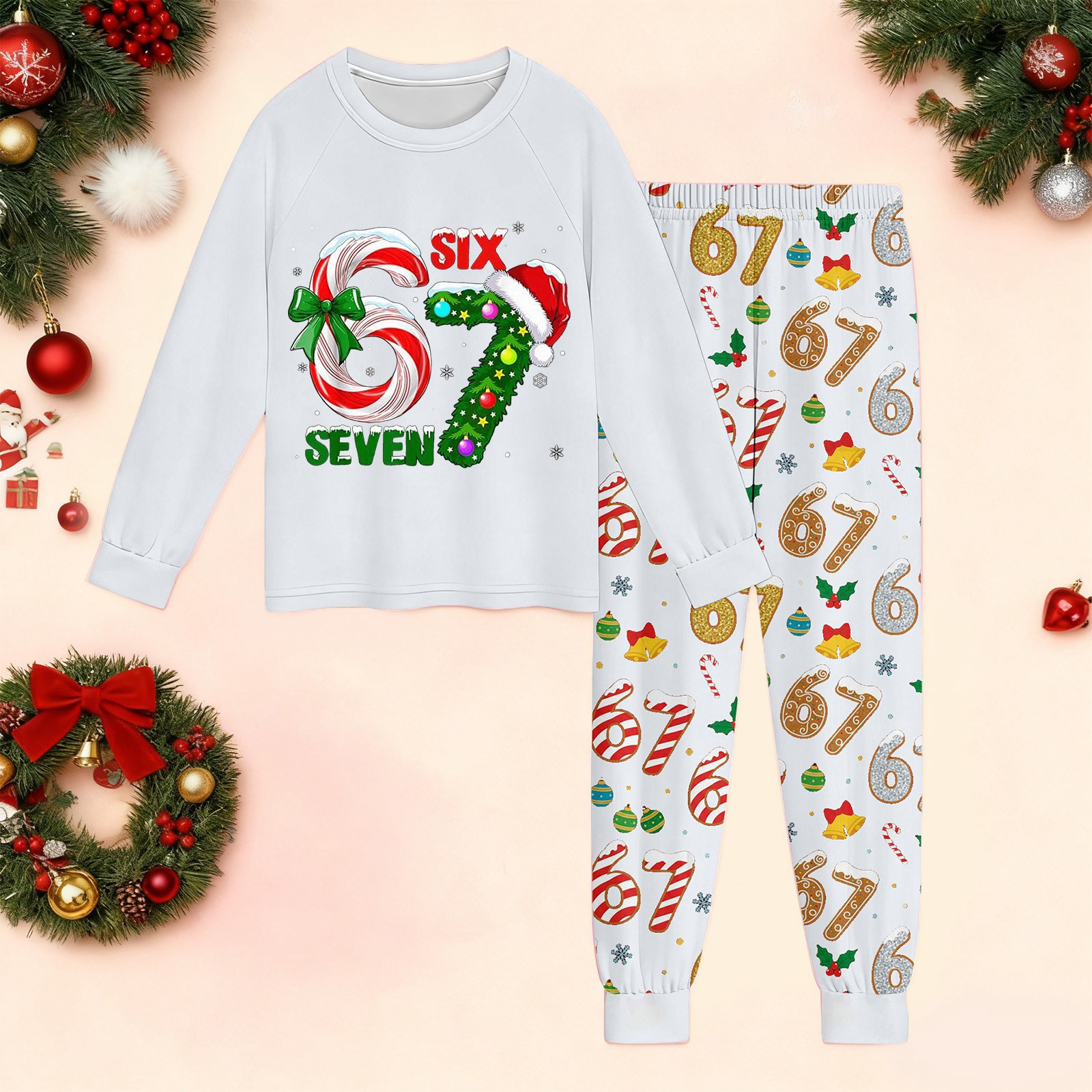 ASFGIMUJ Christmas 67 Six Seven Meme Boys Themed Long Sleeve Pajama ...