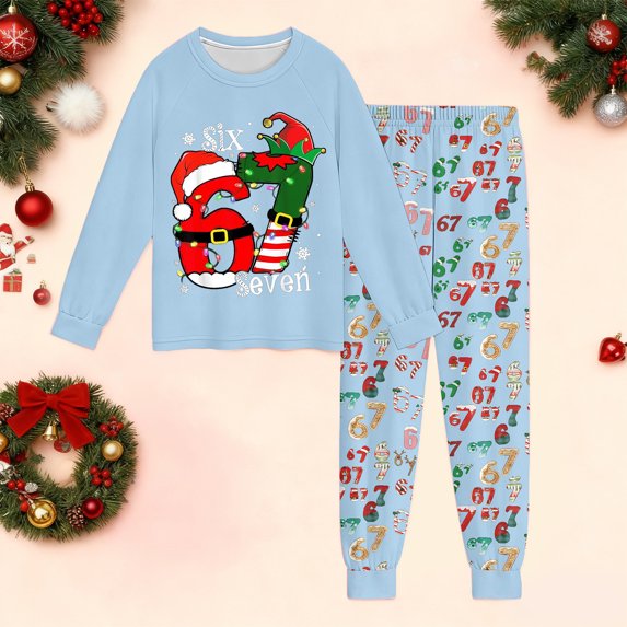 ASFGIMUJ Christmas 67 Six Seven Meme Boys Themed Long Sleeve Pajama ...