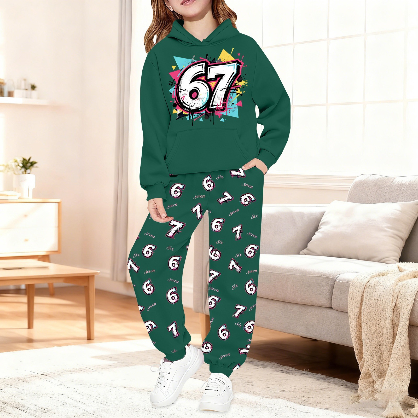 ASFGIMUJ Christmas 67 Six Seven Meme Boys Winter Outfit Cozy Hoodie And ...