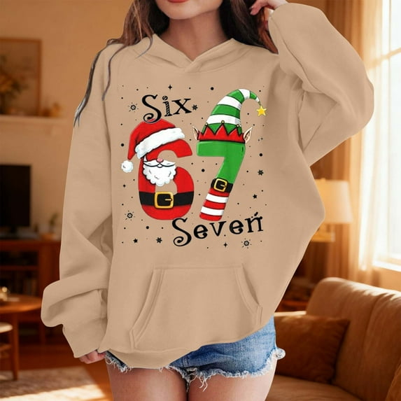 ASFGIMUJ Christmas 67 Six Seven Meme Girls Hoodies & Sweatshirts For ...