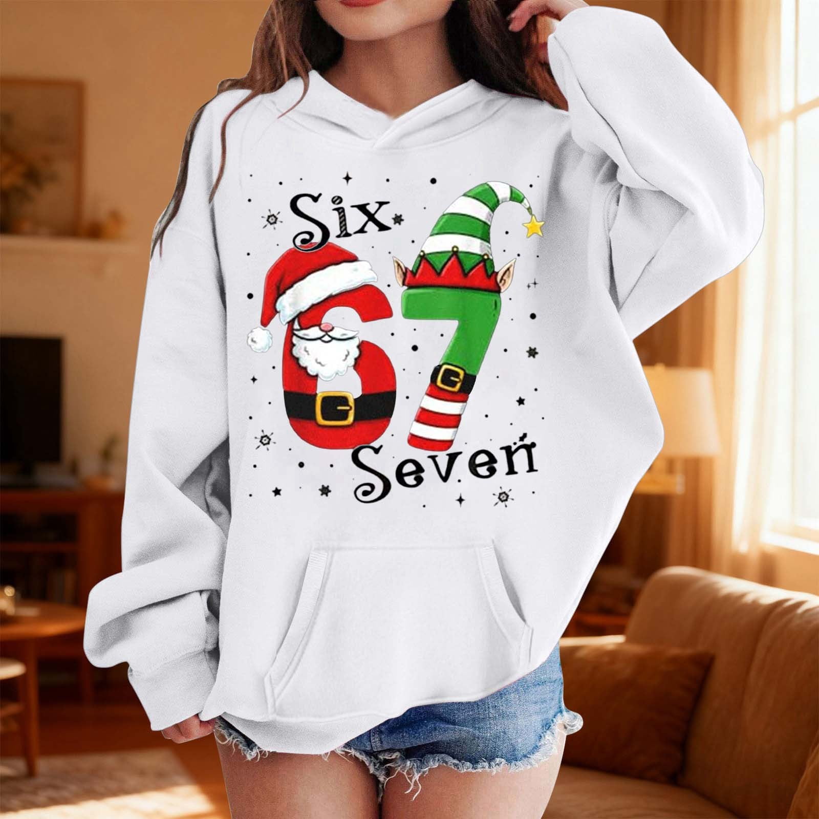 ASFGIMUJ Christmas 67 Six Seven Meme Girls Hoodies & Sweatshirts For ...