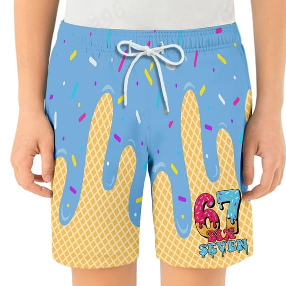 ASFGIMUJ Christmas 67 Six Seven Meme Kids Elastic Waist Shorts For Boys ...