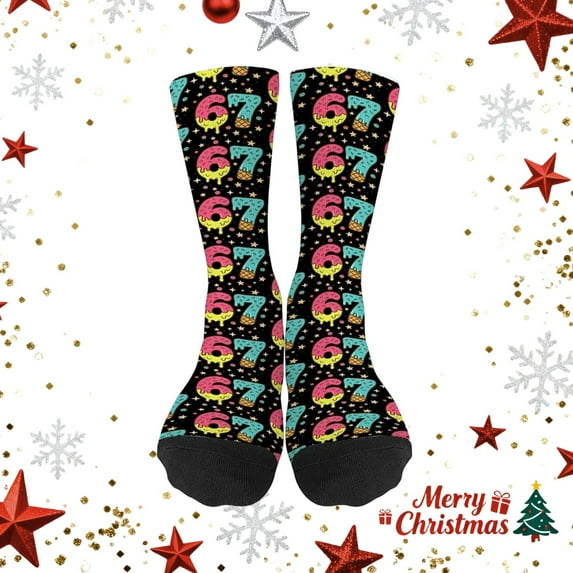 ASFGIMUJ Christmas 67 Six Seven Meme Kids Sports Socks For Pattern ...