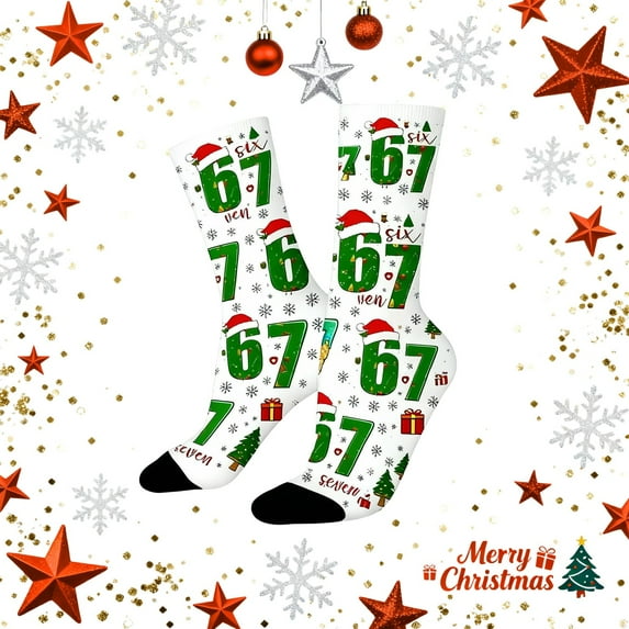ASFGIMUJ Christmas 67 Six Seven Meme Kids Sports Socks For Pattern ...