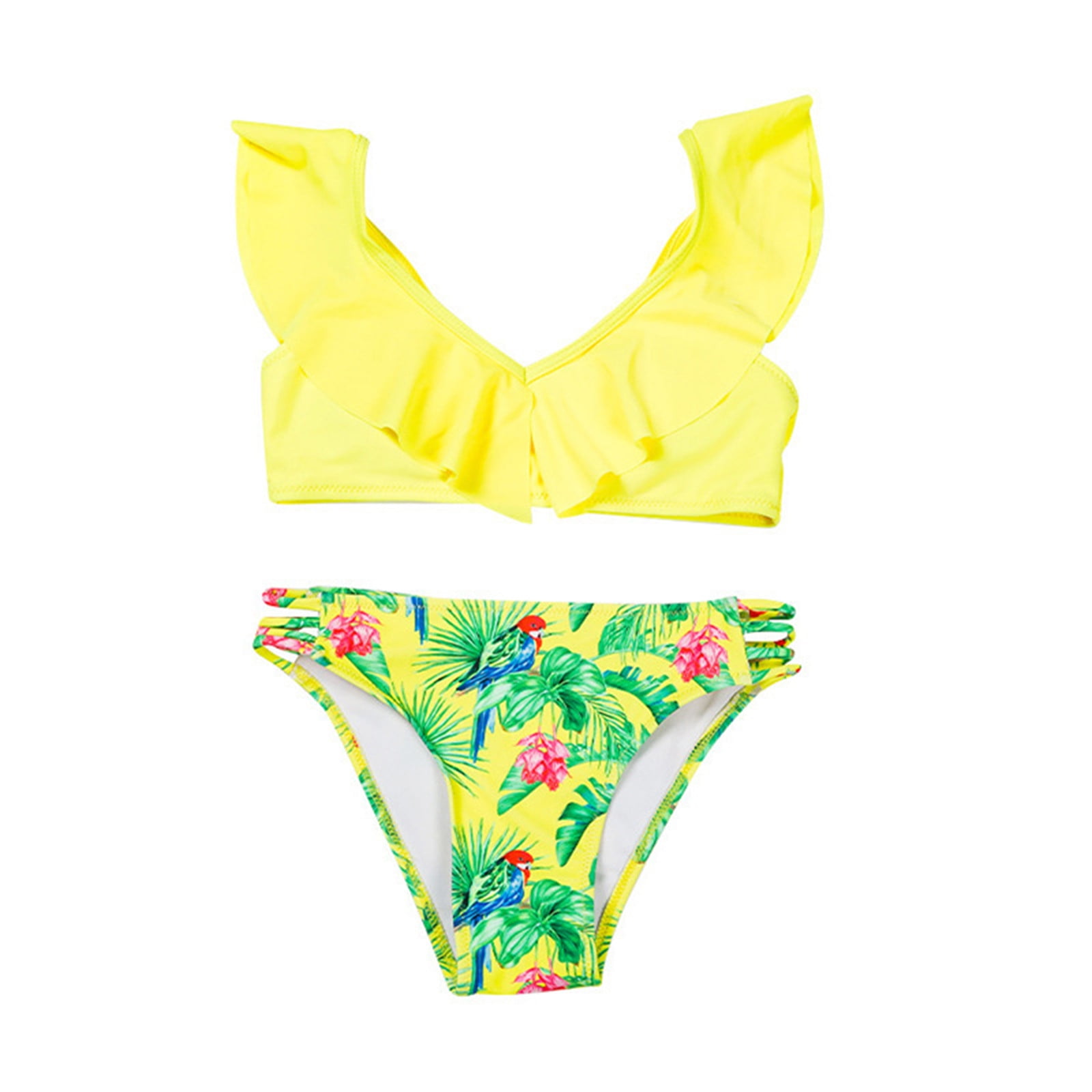 ASFGIMUJ Girls Two Piece Swimsuit Summer Floral Leaf Print Holiday ...