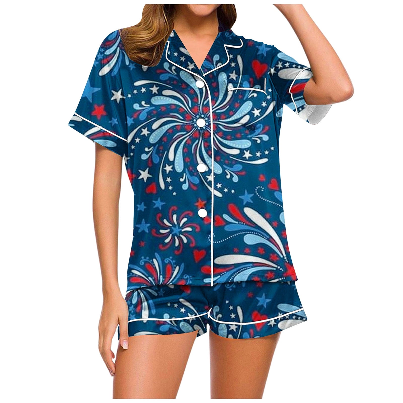 ASFGIMUJ Independence Day 2 Piece Pajamas For Women Balloon Print ...