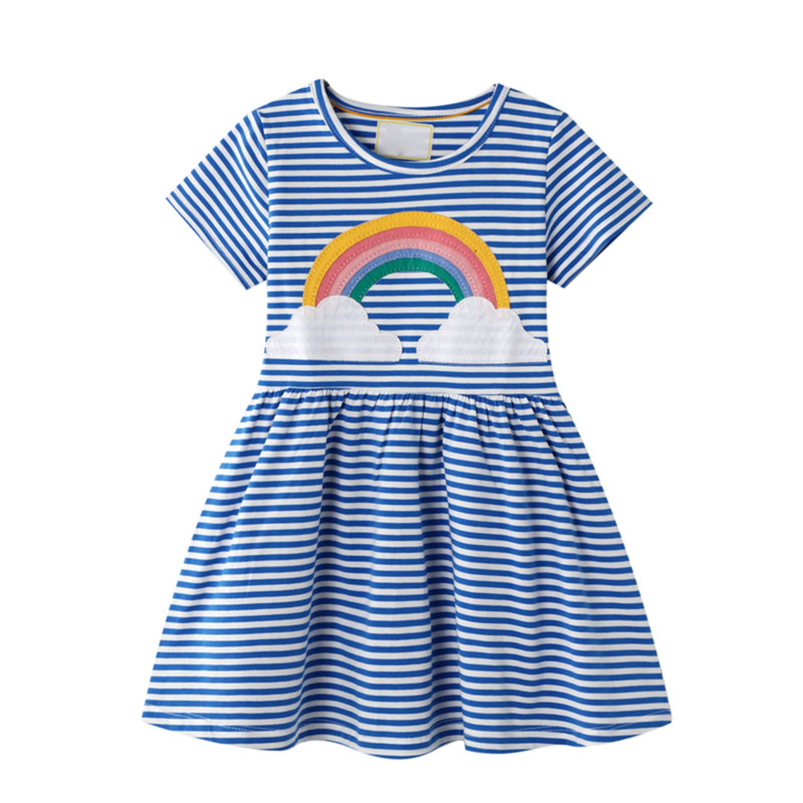 ASFGIMUJ Little Girls Dresses Summer Dress Rainbow Stripe Embroidery ...