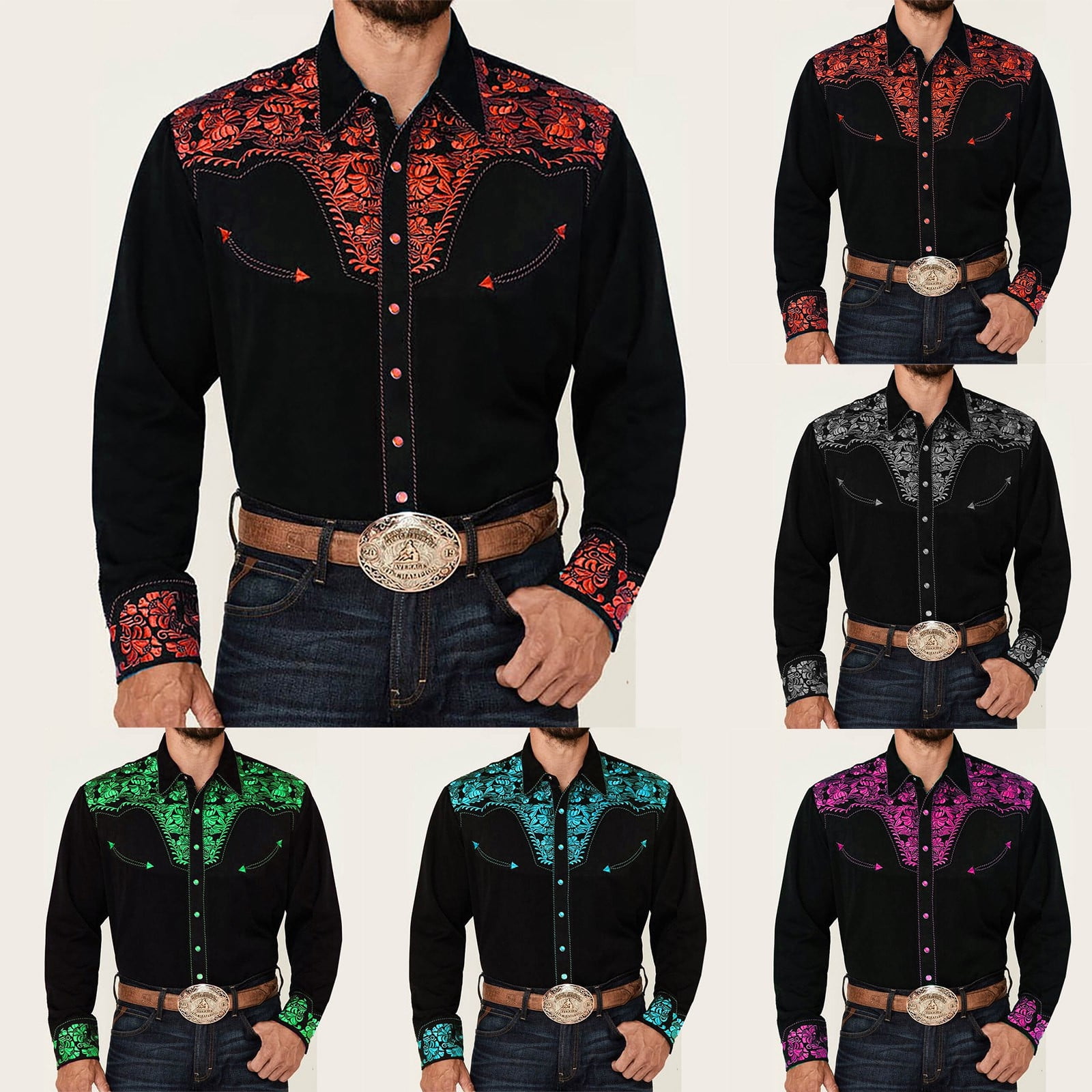 ASFGIMUJ Men's 3D Graphic Print Shirt Long Sleeve Button Down Lapel Top ...