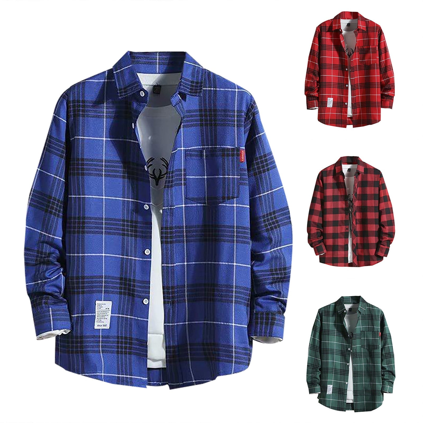 ASFGIMUJ Men's Lightweight Plaid Shirt Thin Summer Sun Protection ...
