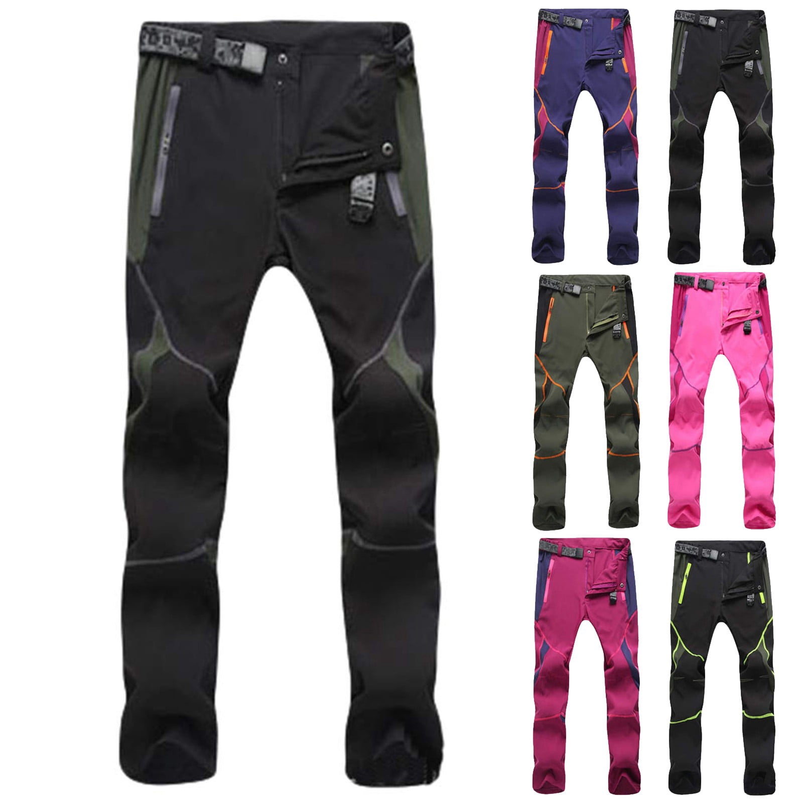 ASFGIMUJ Men's Waterproof Hiking Pants Softshell Lined Outdoor Trousers ...